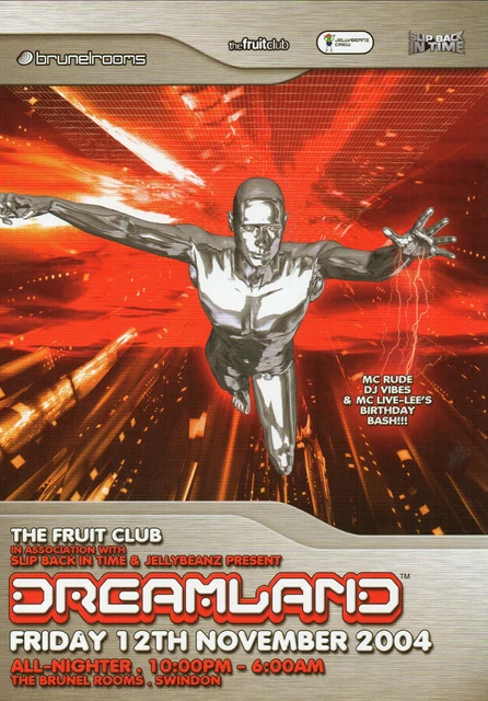 DREAMLAND THE FRUIT CLUB 12/11/04 Classic Rave Flyer EUR 5,86 - PicClick FR