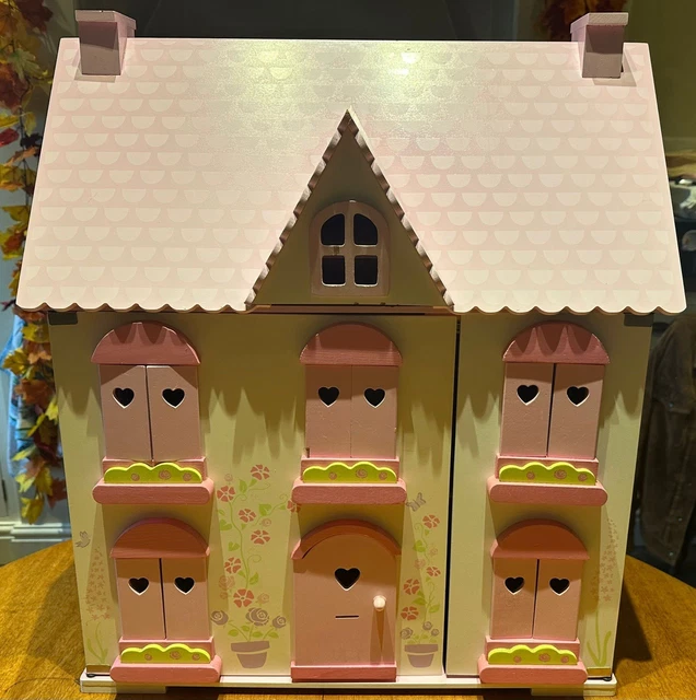 ROSEBUD ELC PINK Dolls House With All Original Furniture & Dolls ...