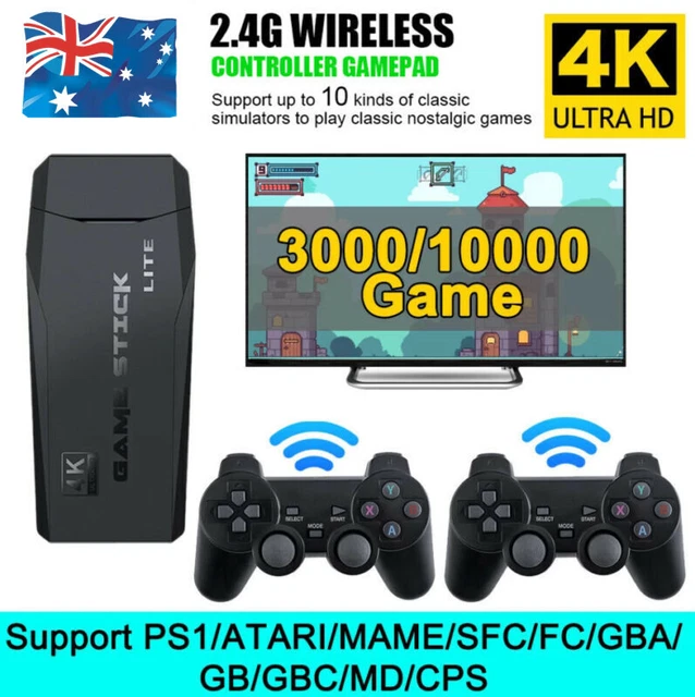 10000+ 4K HDMI TV Video Game Stick Retro Gaming Console w/ 2 Wireless ...