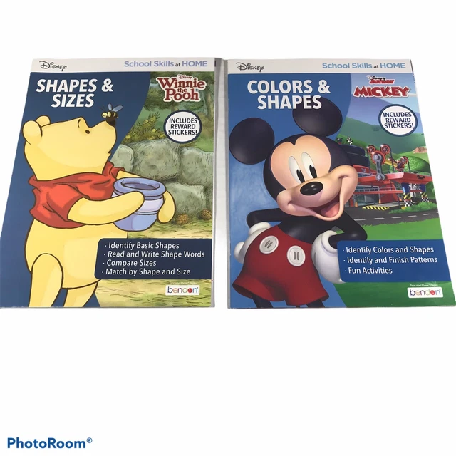 2-PACK DISNEY WINNIE The Pooh/Mickey Mouse Sizes, Shapes, Colors ...