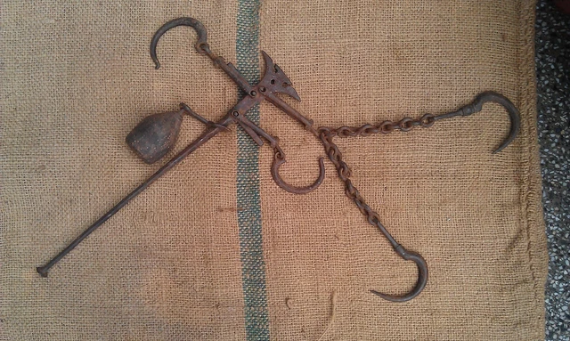 ANTIQUE OTTOMAN EMPIRE Steelyard Balance Scale Hand Forged Wrought Iron ...