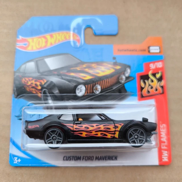 HOT WHEELS SHORT CARD 2020 HW FLAMES CUSTOM FORD MAVERICK BLACK 9/10 £5 ...