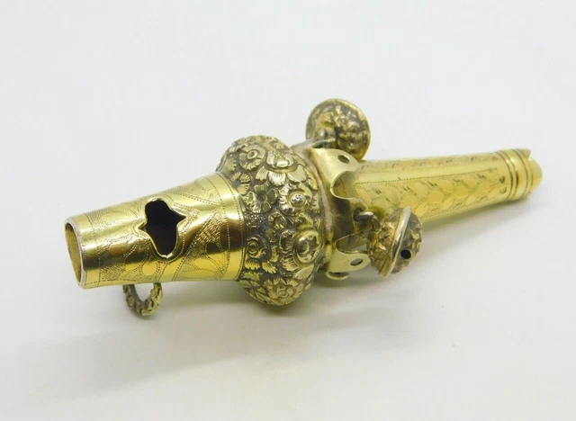 GEORGE IV STERLING Silver Gilt Floral Pattern Baby Rattle & Whistle ...