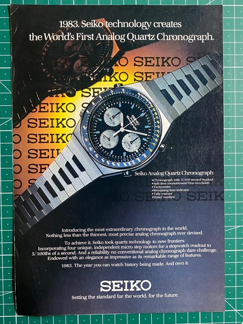 SEIKO 7A28 ANALOG Quartz Chronograph 1983 Vintage Watch Advert Werbung ...