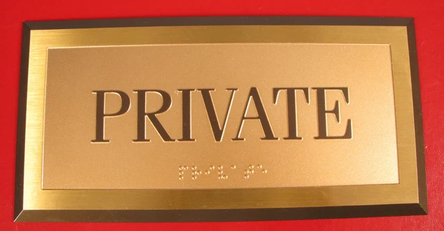 VINTAGE PRIVATE PRIVACY Keep Out Braille For Blind Commercial Brass ...