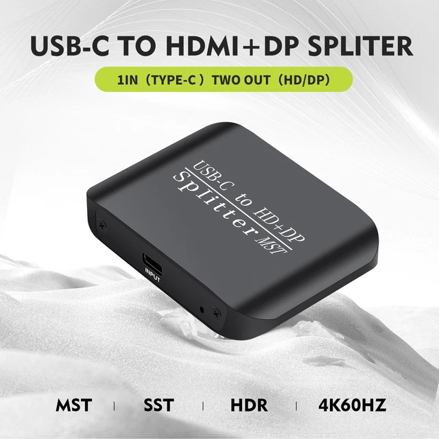 TYPE-C À HDMI + DP Laptop Splitter MST deux écrans Afficher One Input ...