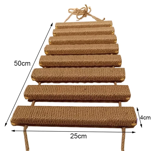 CAT CLIMBING LADDER Bridge for Cats Cage Sisal Wooden Rope Ladder Pet ...