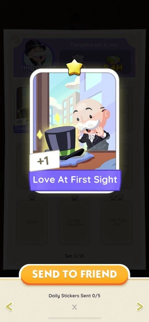 MONOPOLY GO! STICKER Love At First Sight Top Hat Set Monopoly Origins ...