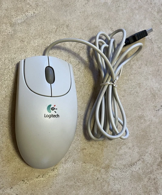 VINTAGE LOGITECH FIRST Pilot Wheel Mouse M-BE58 2-Button and Scroll ...