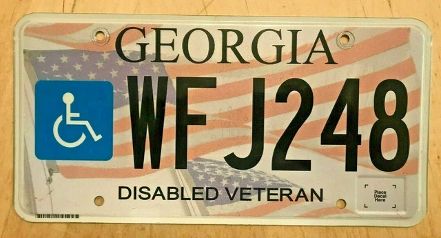 GEORGIA DISABLED VETERAN Handicapped License Plate " Wfj 248 " Ga ...