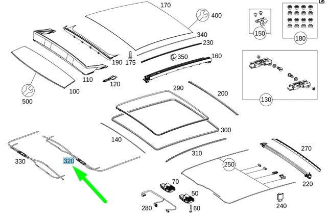 MERCEDES-BENZ A W176 Roof Roller Blind Cable Guide A176780160064 NEW ...