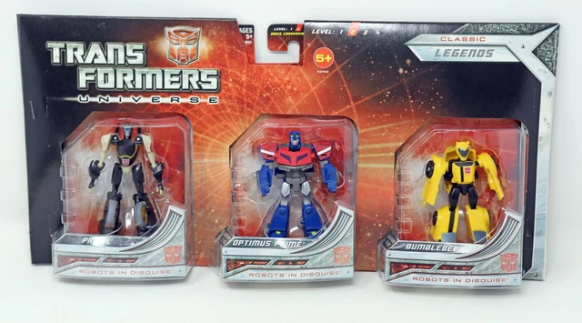 TRANSFORMERS UNIVERSE ANIMATED Legends Optimus Prime Bumblebee Prowl ...