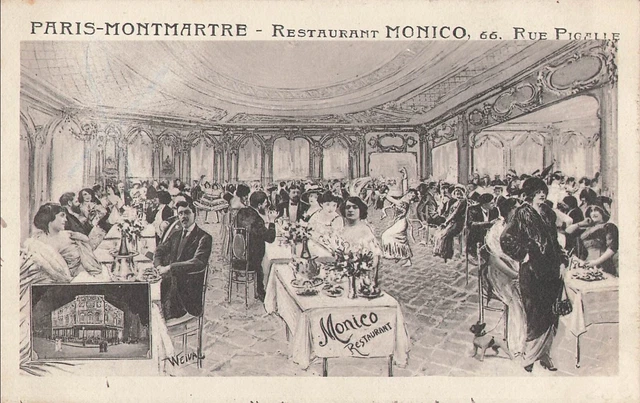 CP ILLUSTREE PARIS Montmartre Restaurant Monico Rue Pigalle EUR 7,00 ...