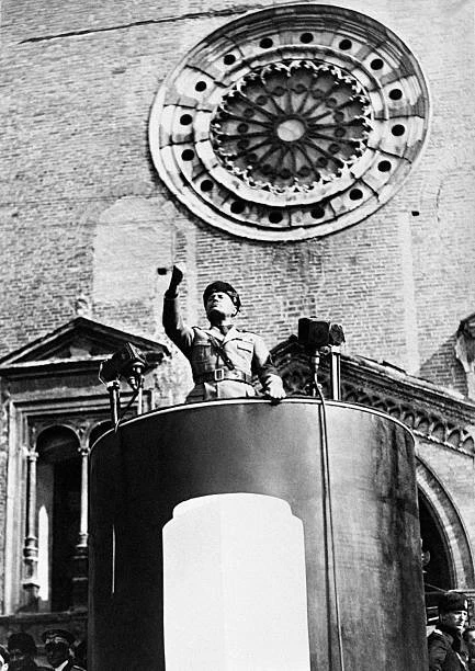 BENITO MUSSOLINI DUCE giving speech which noted Italian French rap- Old ...