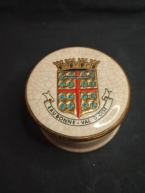 BOITE EN FAÏENCE et émaux de Longwy, blason de la ville d'Eaubonne Val ...