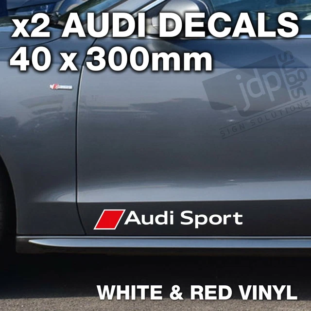 AUDI SPORT 2 x DOOR / SIDE SKIRT DECALS VINYL STICKERS - WHITE & RED £8 ...