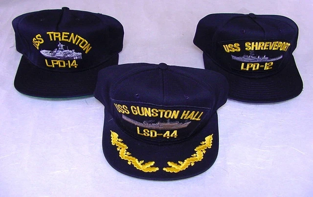 3 US NAVY Various Older Uss & Usns Ship Hats Snapback Adjustable ...