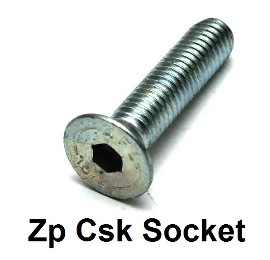 QTY 50 COUNTERSUNK Socket Head M4 (4mm) x 35mm Zinc Screw CSK Flat Bolt ...
