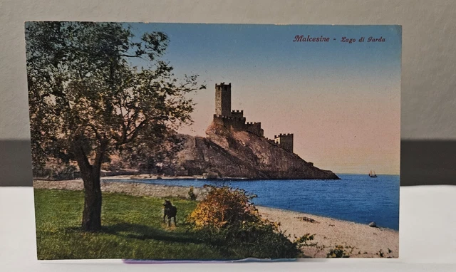 CARTOLINA ITALIANA VINTAGE Malcesine Lago di Garda retro divisa EUR 11 ...