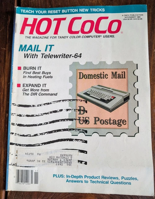 HOT COCO MAGAZINE November 1985 For TRS-80 Color Computer Users $12.99 ...