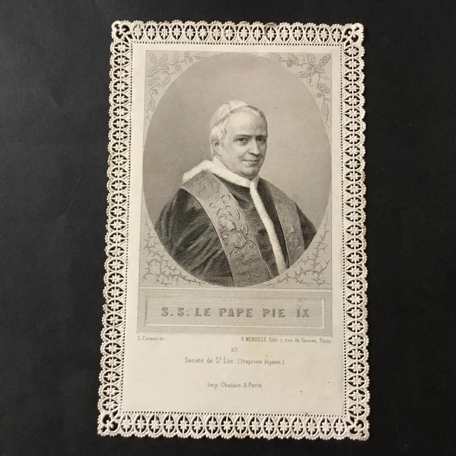 CANIVET PAPST PIUS IX Meniolle XIXè HEILIGE KARTE 19. Jh. Santino EUR ...