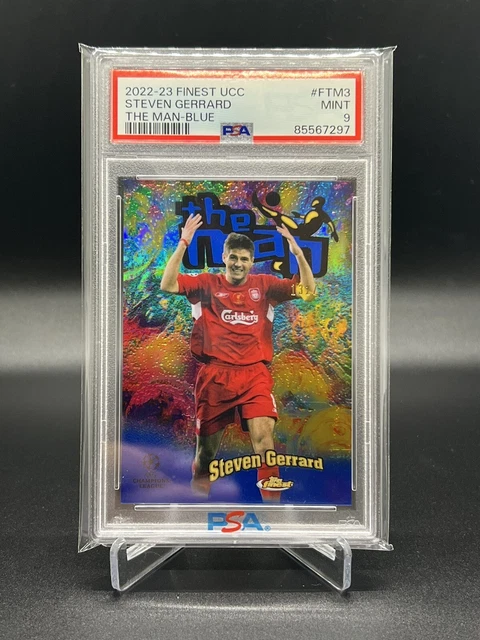 2022-23 TOPPS FINEST UCC UEFA Steven Gerrard The Man Blue /150 SP PSA 9 ...