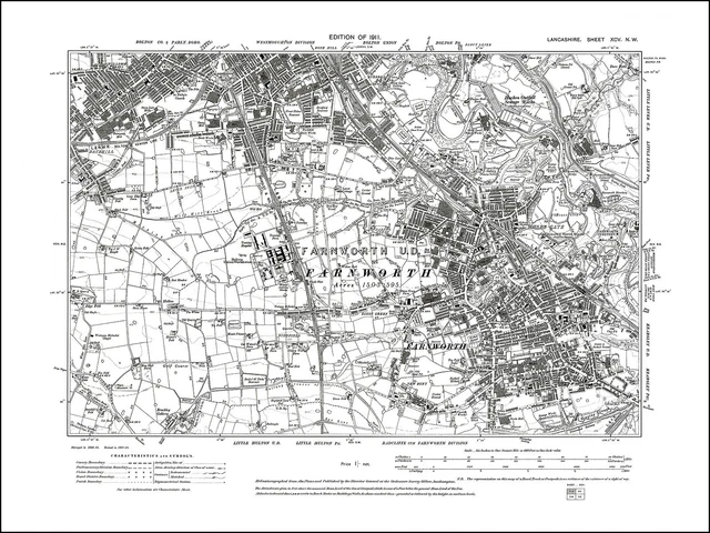 OLD MAP OF Farnworth, Bolton (S), Lancashire 1911: 95NW repro £18.99 ...
