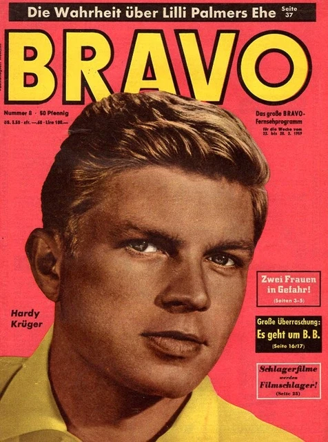 BRAVO 8/1959 - Hardy Krüger, Peter Kraus, Brigitte Bardot, Spencer ...