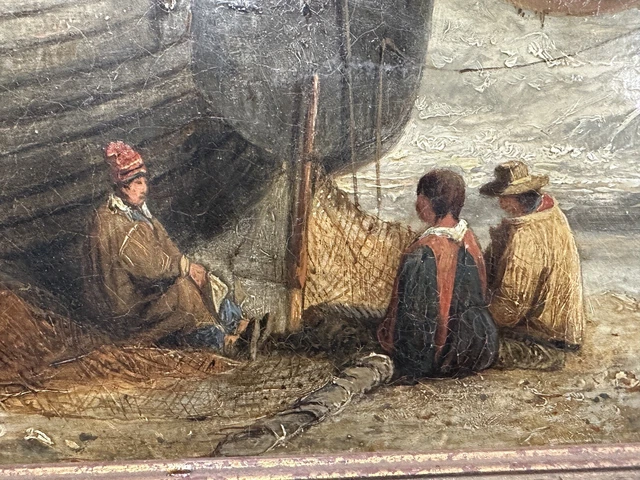 ANTIQUE SEASCAPE ORIGINAL Oil Painting Ships Artist Samuel Prout (1783 ...