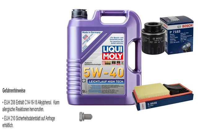 BOSCH INSPECTION SET 5 LIQUI MOLY Bon Fonctionnement High Tech 5W-40 pour VW De EUR 92,95 ...