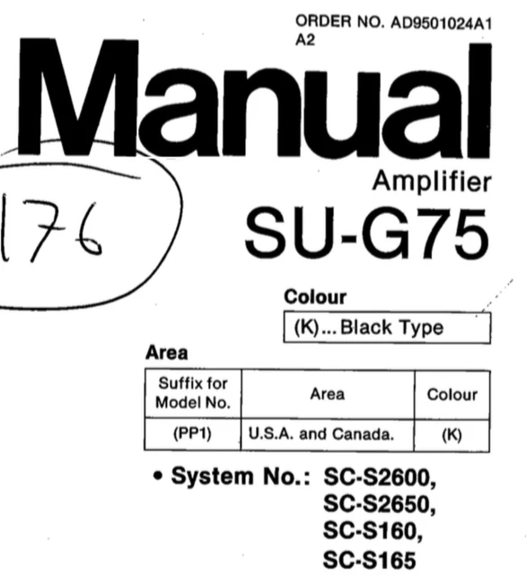 TECHNICS SU-G75, SU-G95 Service Manual Repair Schematic Schaltplan EUR 11,99 - PicClick IT