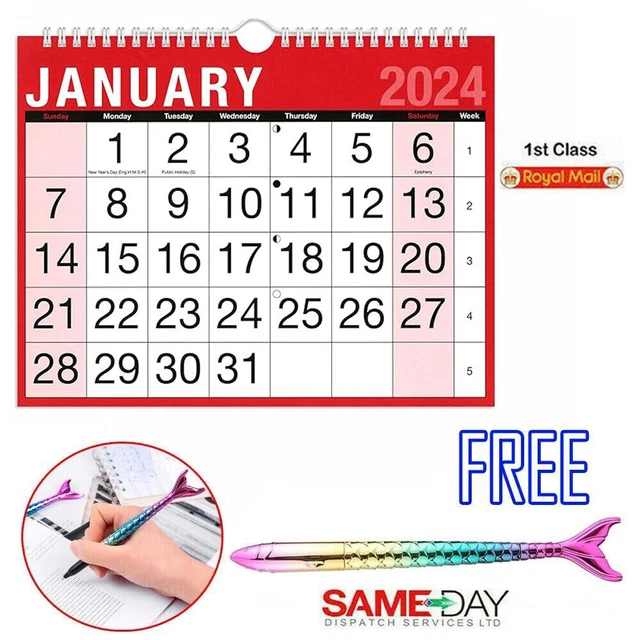 2024 WALL CALENDAR Slim Calender, A4 Large Month to View Planner, Easy ...
