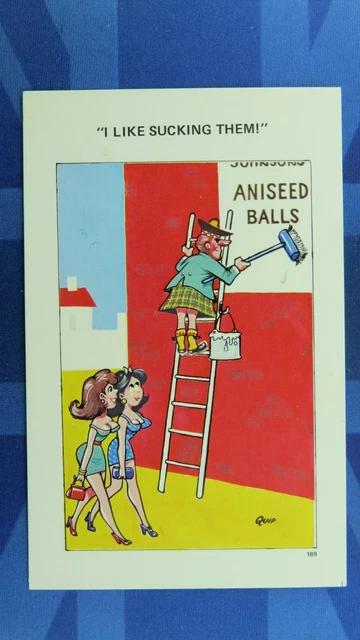 SAUCY COMIC POSTCARD 1960s Scotsman Kilt Aniseed Balls Innuendo LIKE ...