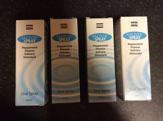 SALIVIX SALIVA DRY Mouth Spray 50ml 4 Boxes of 50ml Peppermint Flavour ...