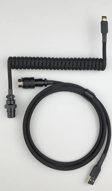 COILED AVIATOR CABLE usbc for mechanical keyboard - Blackout - 4.5ft ...