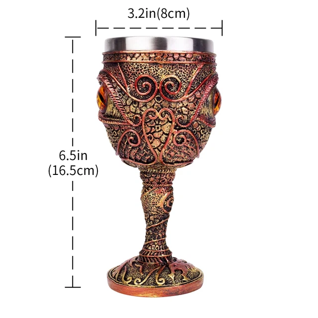 THE EYE OF the Dragon Goblet Stainless Steel&Resin Wine Glass BEST ...