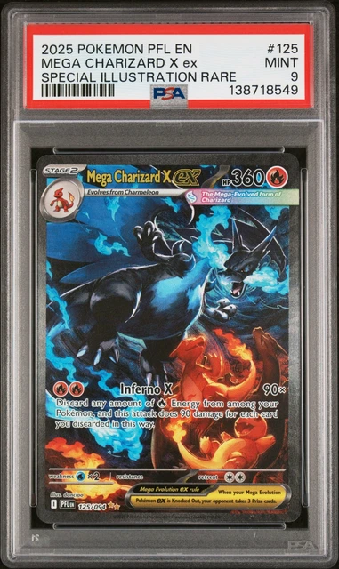 2025 POKEMON PFL En-Phantasmal Flames #125 Mega Charizard X Ex Psa 9 £ ...
