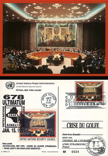 IK6-1 POSTAL STATIONERY USA "GULF CRISIS / UN Resolution 678 ...