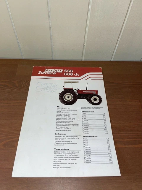 BROCHURE PROSPEKT PROSPECTUS TRACTEUR FIAT-SOMECA 666DT tractor-ih-trattore-same £4.26 - PicClick UK