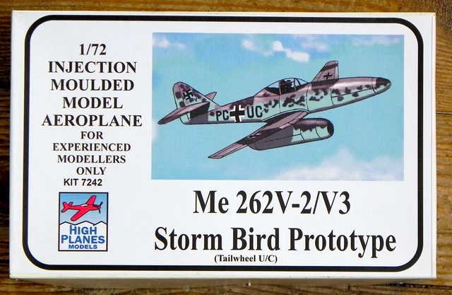 MESSERSCHMITT ME 262 V-2 / V-3 Prototype 1/72 High Planes Models Kit ...