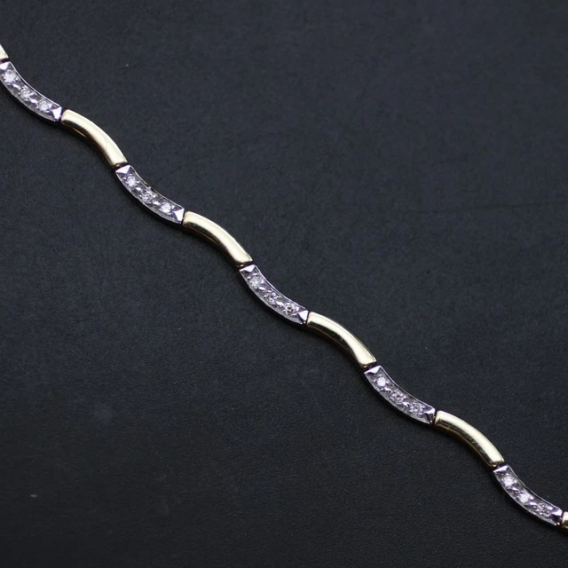 .375 9CT YELLOW GOLD Two Tone Wave Design Bracelet 6.41g -H74 £231.00 ...