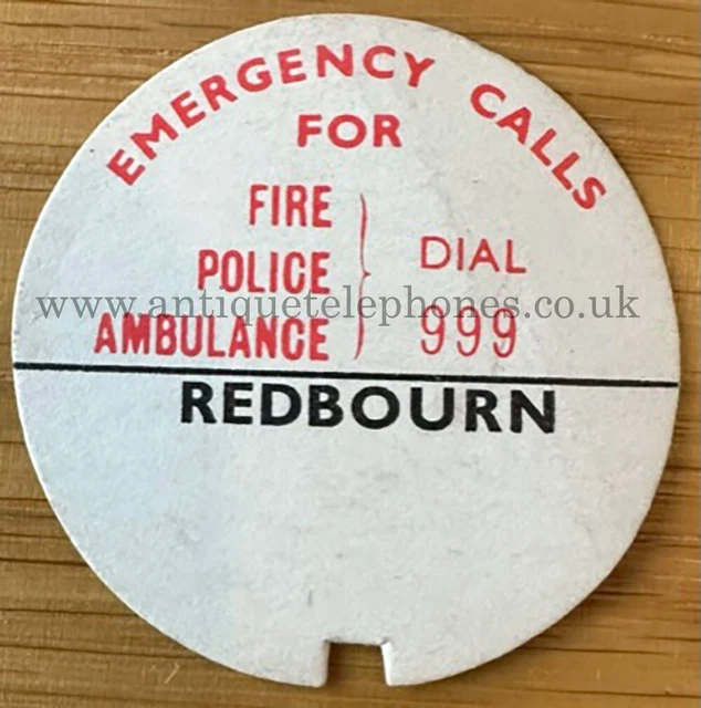 GENUINE GPO TELEPHONE dial label REDBOURNE £6.96 - PicClick UK