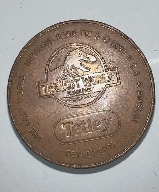 TETLEY. JURASSIC PARK. Triceratops. The Lost World. Coin/Token. 1997. £ ...