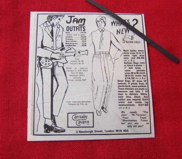 CARNABY CAVERN JAM Suits Mod Baloon Bags Fashion Original Vintage 1979 ...