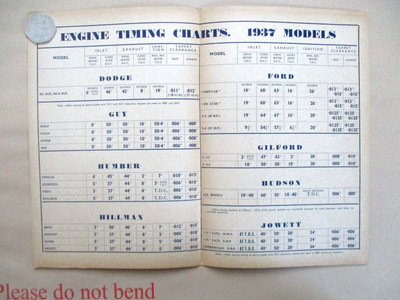 MOTORING-1930'S UK/USA MOTOR Engine Timing Charts-1937 Models Engines ...