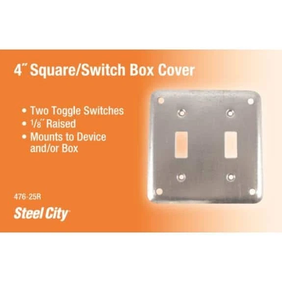 STEEL CITY 4 in. Square Electrical Switch Box Cover 2-Toggle Switches ...