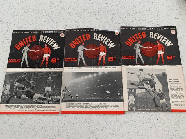 MANCHESTER UNITED FOOTBALL Programmes 66-67 Season X 3 £4.50 - PicClick UK