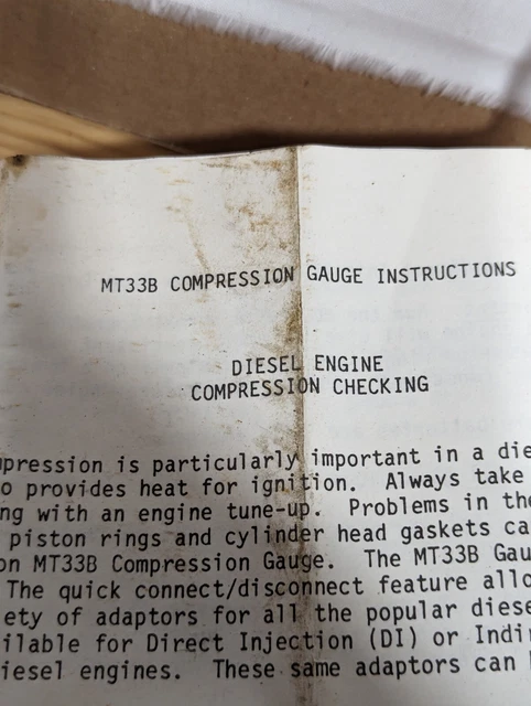 SNAP-ON TOOLS KILOPASCAL 800 PSI Diesel Compression Tester Gauge MT33B ...