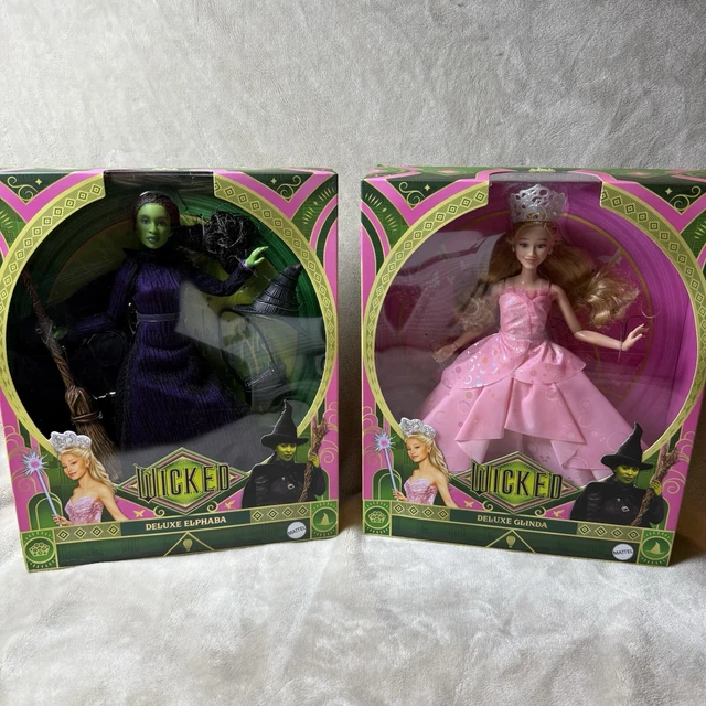 MATTEL WICKED MOVIE Glinda and Elphaba DELUXE Dolls MISPRINT ERROR BOX ...
