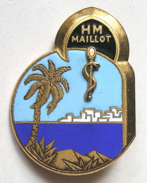 INSIGNE HM MAILLOT HOPITAL MILITAIRE ALGER AFN ALGERIE SERVICE DE SANTE ...